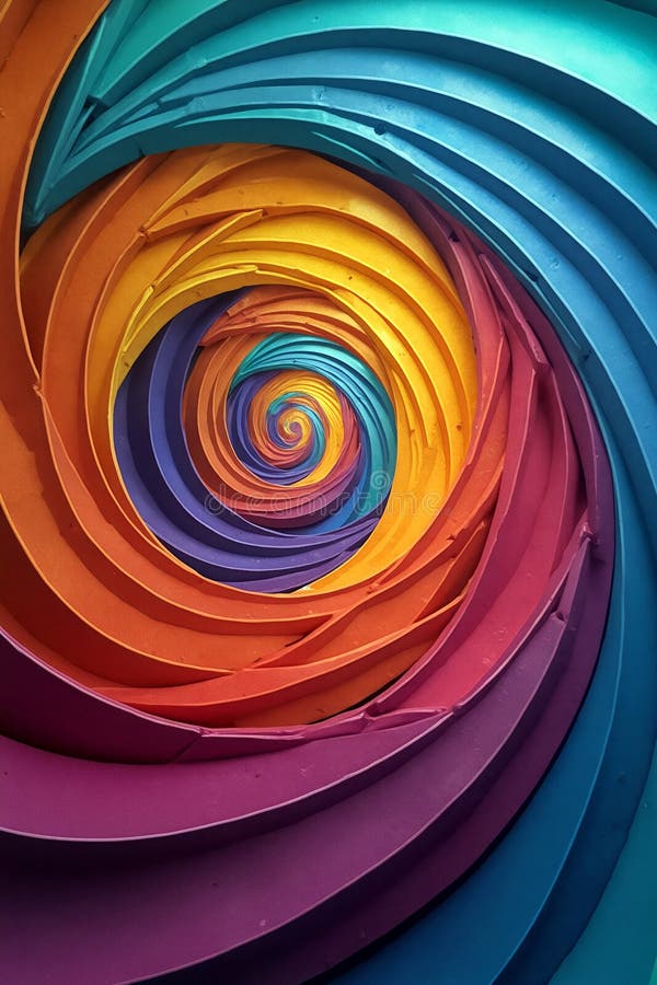 Vibrant Spiral of Colorful Paper Layers Creating an Abstract ...