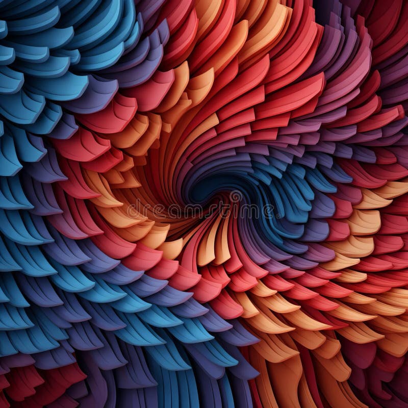 Vibrant Spiral Composition of Twill Pattern in Harmonious Colors Stock ...