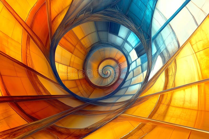 Vibrant Spiral Design in Orange and Blue, Featuring a Modern Abstract Art Style Stock ...
