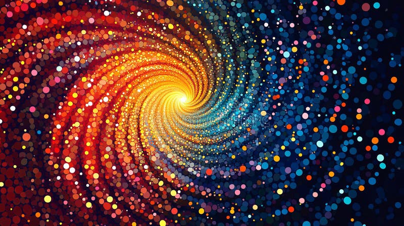 Vibrant Spiral Galaxy with Dots in Cosmic Colors Stock Image - Image of ...