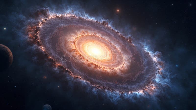 Vibrant Spiral Galaxy with Luminous Arms and Nebula Clouds in Cosmic ...