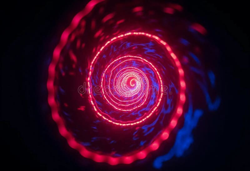 Vibrant Spiral of Light Creates an Illusion of Endless Motion in a Dark ...