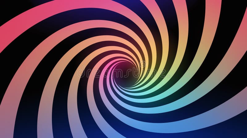 Vibrant Spiral Optical Illusion with Gradient Rainbow Lines and Dark ...