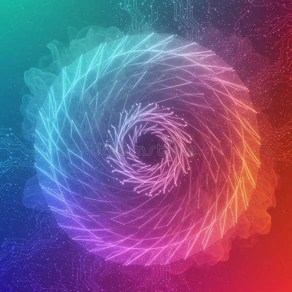 A Vibrant Spiral Pattern Composed of Interconnected Lines and Nodes ...