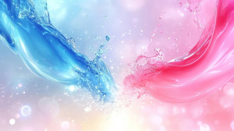 A Vibrant Splash of Blue and Pink Liquid Merging, Creating a Dynamic ...