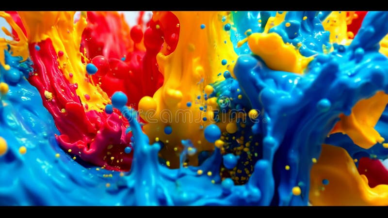 Vibrant Splash of Blue, Red, and Yellow Paint Colorful Artistic ...