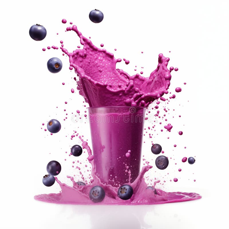 A Vibrant Splash of Blueberry Smoothie with Fresh Berries in a Glass ...