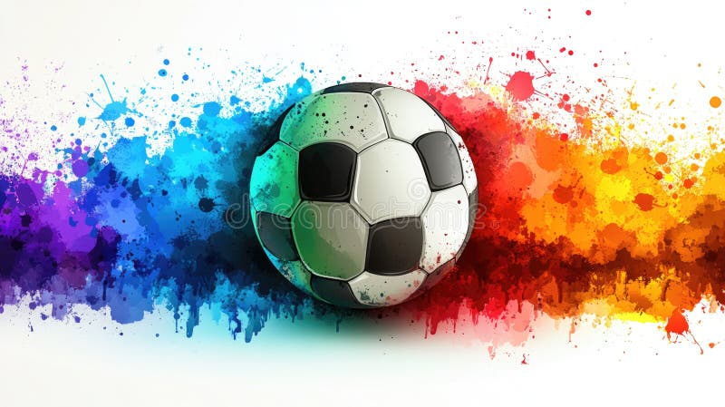 Vibrant Splash of Color Behind a Soccer Ball Stock Photo - Image of ...