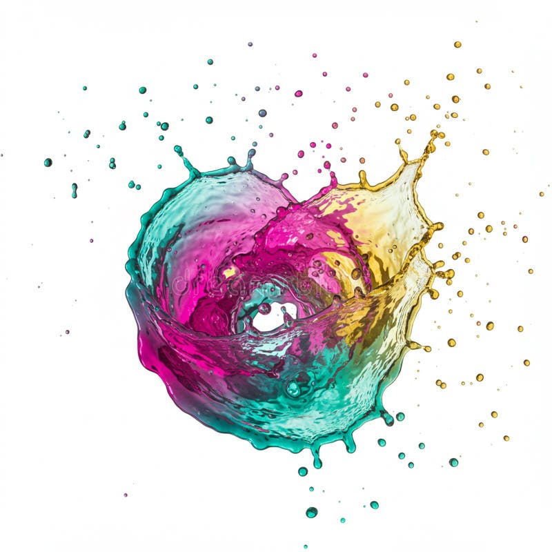 A Vibrant Splash of Colored Liquid Forms a Swirling Vortex Against a ...