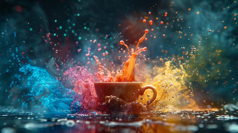 Vibrant Splash of Colorful Liquids in a Cup - Generative Ai Stock ...