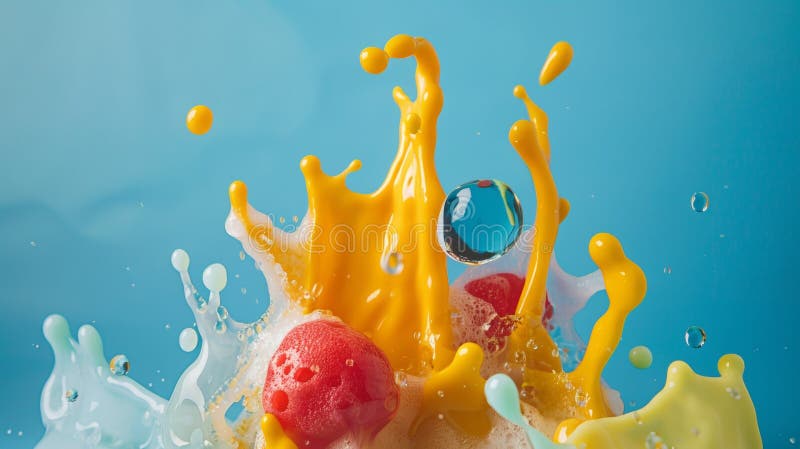 Colorful Splash of Liquids with Vibrant Background Stock Image - Image ...