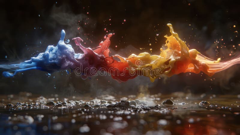 A Vibrant Splash of Colorful Paint Creating Dynamic Motion in a ...