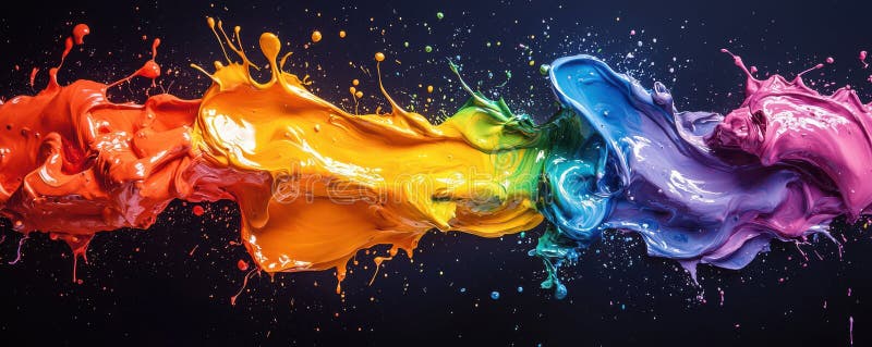 Vibrant Splash of Colorful Paint in Motion Showcasing Dynamic Artistic ...