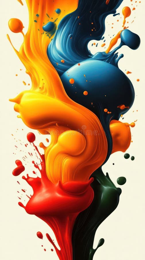 A Vibrant Splash of Colorful Paint Swirling and Merging, Creating an ...