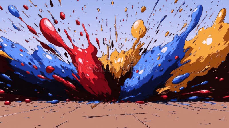 A Vibrant Splash of Colors in an Animated Style, Suggesting Creativity ...