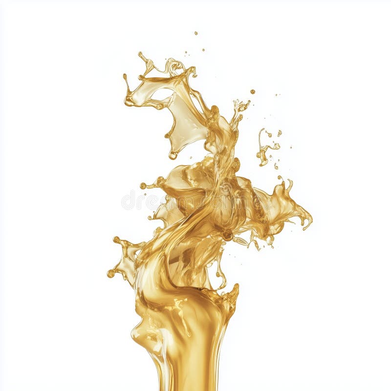 Dynamic Splash of Golden Liquid Against a White Background. Stock Image ...