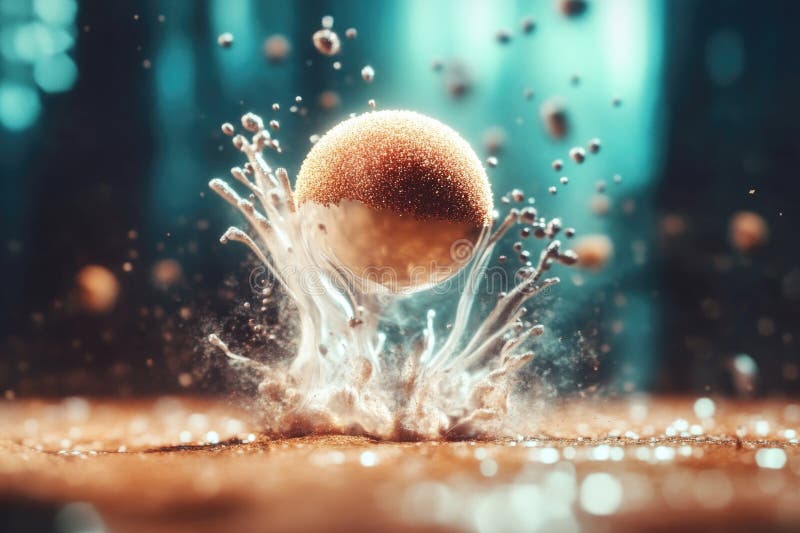 Vibrant Splash: Golden Sphere in Motion with Dynamic Water Effects ...