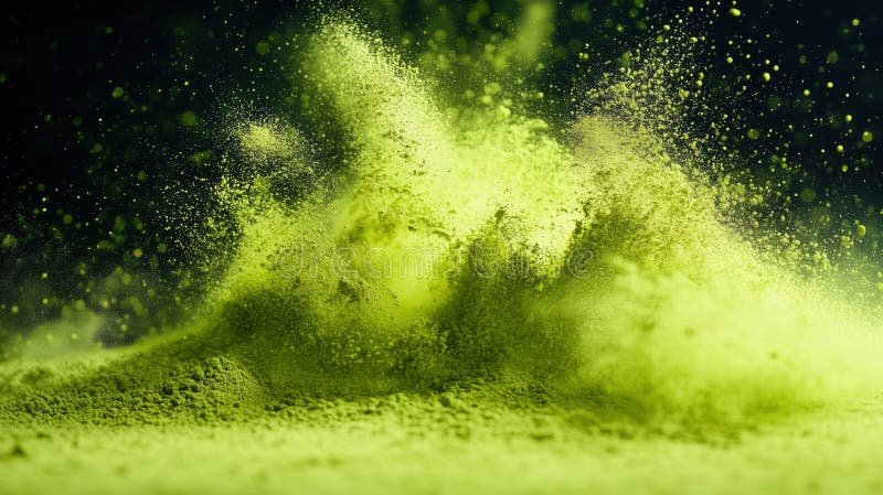Vibrant Splash of Green Powder Creates Dynamic Visual Effect Stock ...