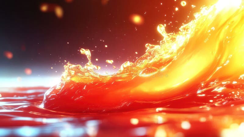 A Vibrant Splash of Liquid Resembling Molten Lava Against a Blurred ...