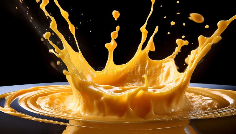 Playful Molten Cheese Splash Creating Thick Streams in a Dynamic ...
