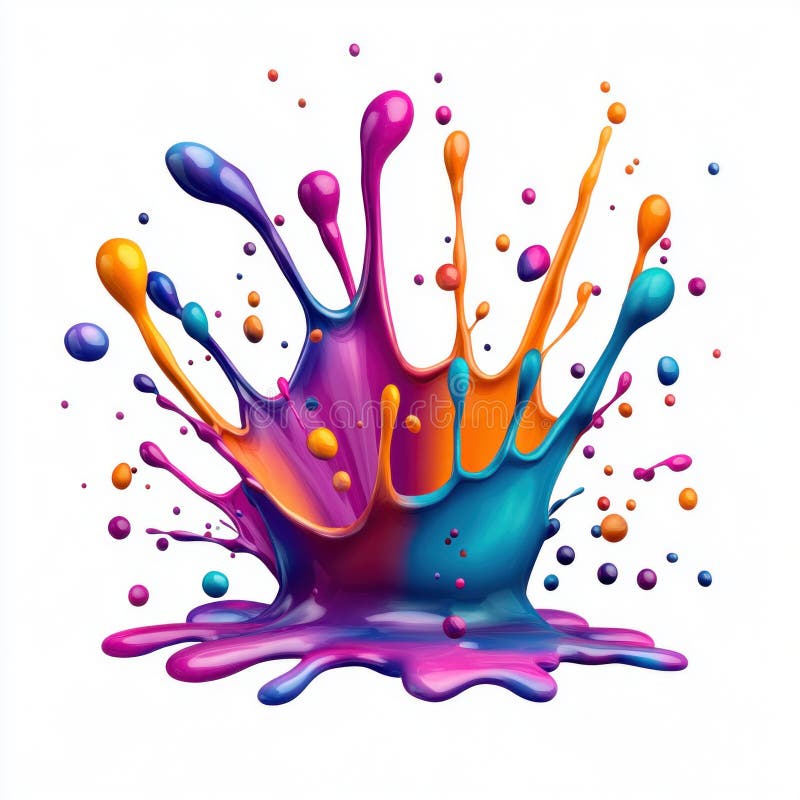 Vibrant Splash of Multicolored Liquid on White Background Stock ...