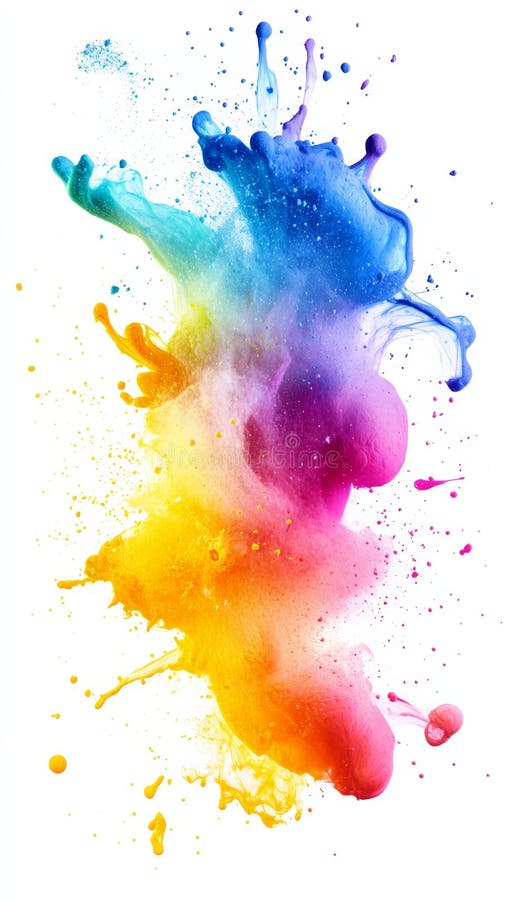 Vibrant Splash of Multicolored Paint Explosion on White Background ...