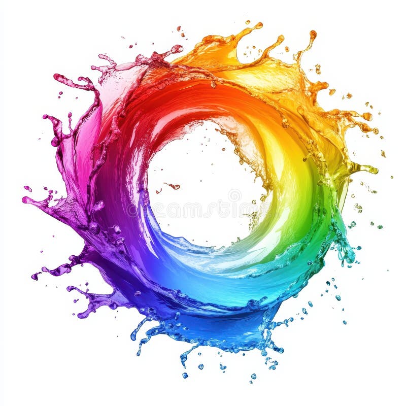 A Vibrant Splash of Multicolored Water Forming a Circular Shape Stock ...