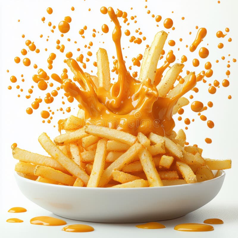 Vibrant Splash of Mustard Sauce Explodes Over Plate of Crispy Golden ...