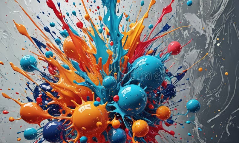 Vibrant Splash Orange, Blue, and Red Paint Creates Dynamic and ...