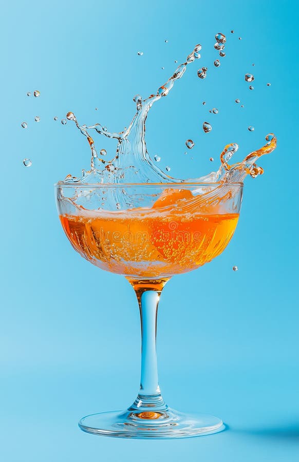 Vibrant Splash Orange Cocktail Glass Capturing Essence Refreshing ...