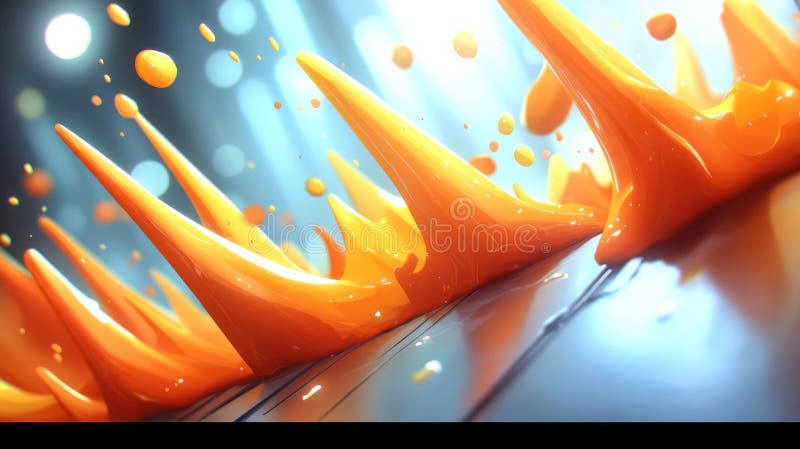 A Vibrant Splash of Orange Paint or Liquid, Creating Dynamic Spikes ...