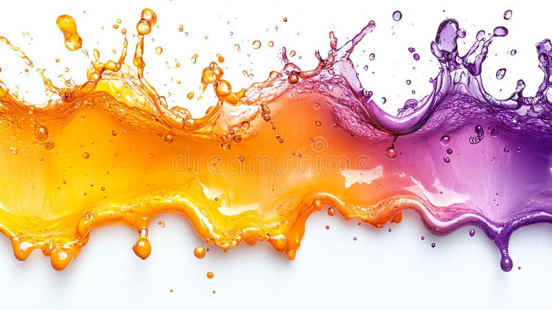 Vibrant Splash of Orange and Purple Paint on a White Isolated ...