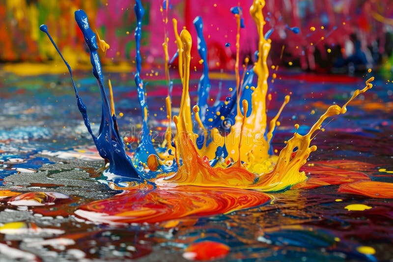 A Vibrant Splash of Paint Creates a Vivid Burst of Color on the Ground ...