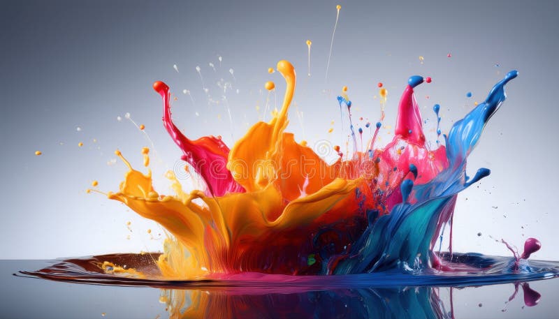 Vibrant Splash of Paint Creating Abstract Patterns on a Blank Canvas ...