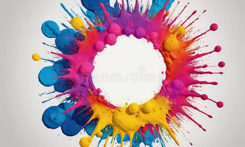 Vibrant Splash Paint in Various Colors Forms Circular Pattern Against ...