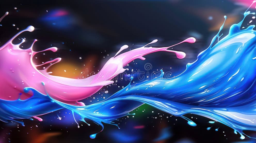 A Vibrant Splash of Pink and Blue Paint Creates an Abstract, Dynamic ...