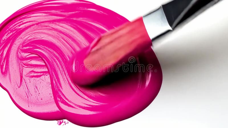 A Vibrant Splash of Pink Paint Creating an Artistic Touch. a Brush ...