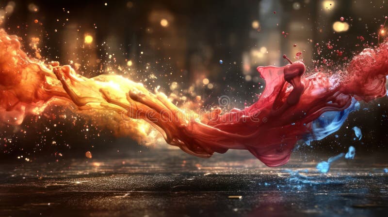 A Vibrant Splash of Red and Blue Paint Colliding, Creating a Dynamic ...