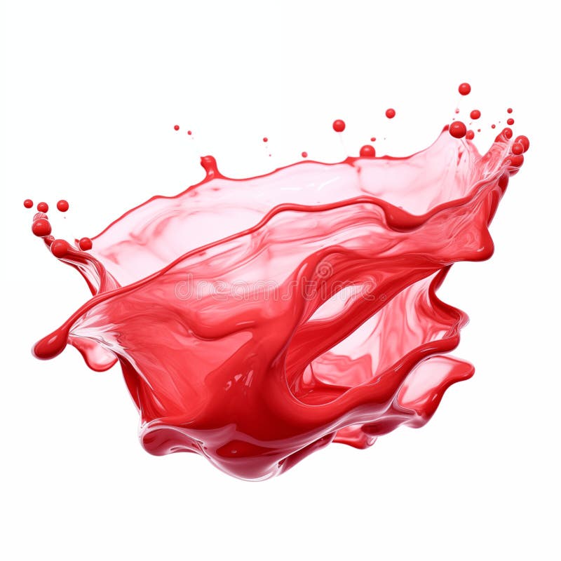 A Vibrant Splash of Red Liquid Creates Dynamic Shapes Against a White ...
