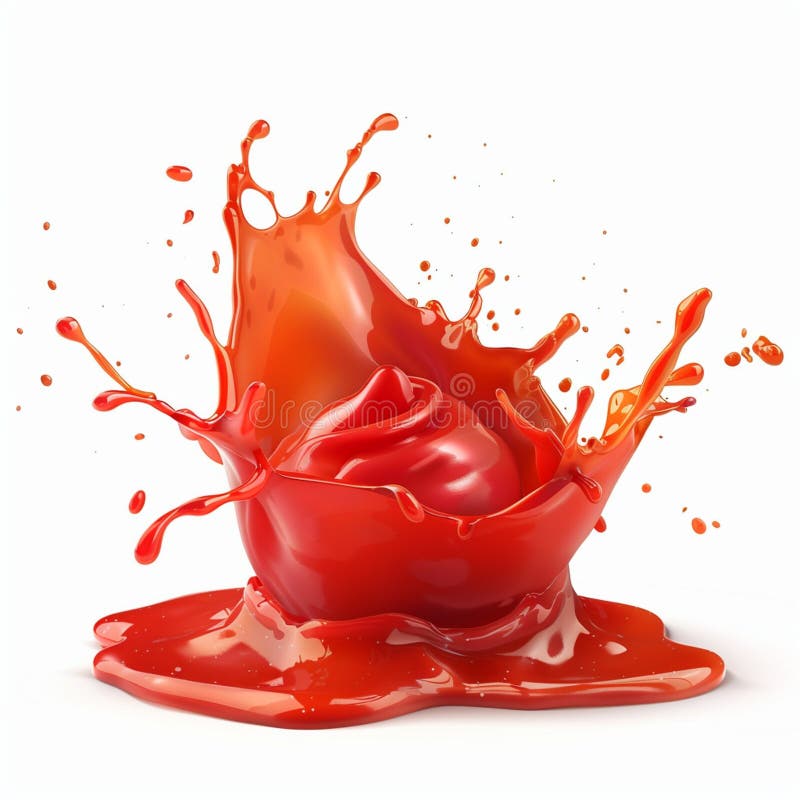 A Vibrant Splash of Red Tomato Ketchup Creates an Energetic Scene Stock ...