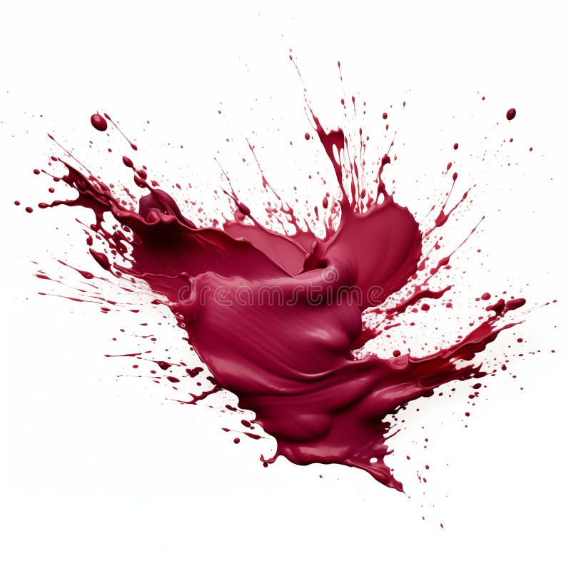 A Vibrant Splash of Rich Burgundy Paint on a White Background Captures ...