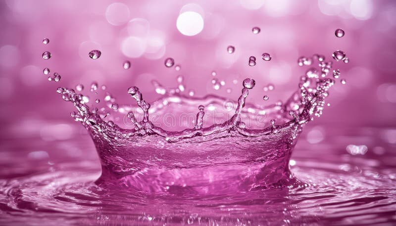 A Vibrant Splash of Water Against a Glowing Neon Pink Backdrop Creating ...