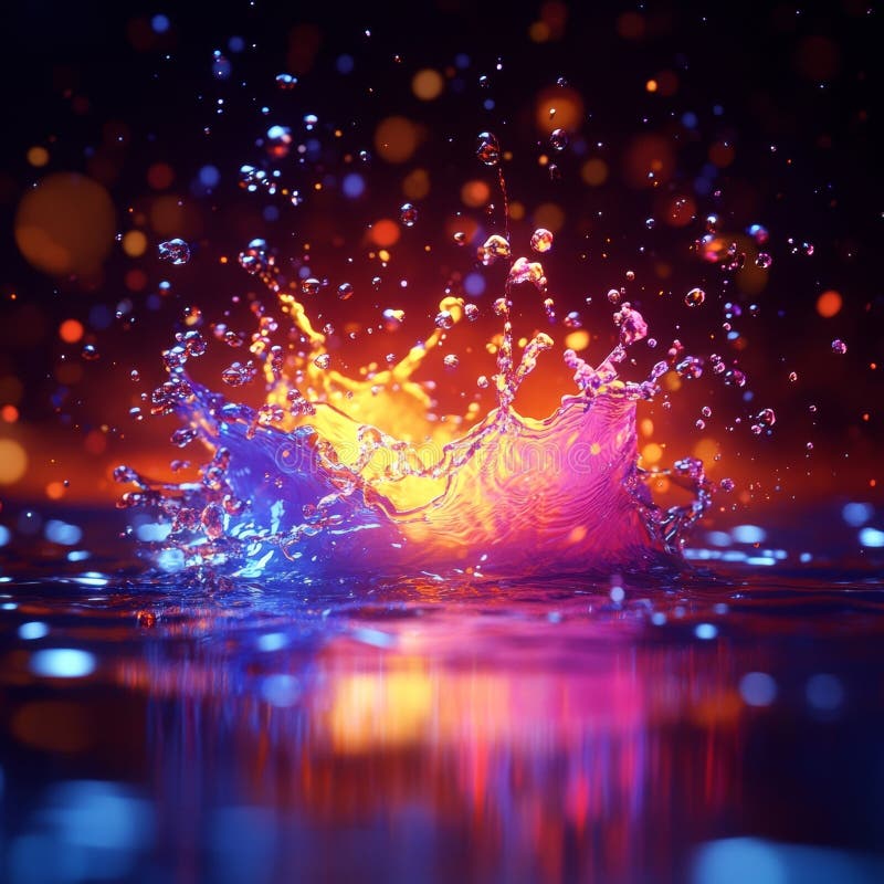 Neon Water Splash stock illustration. Illustration of modern - 335539348
