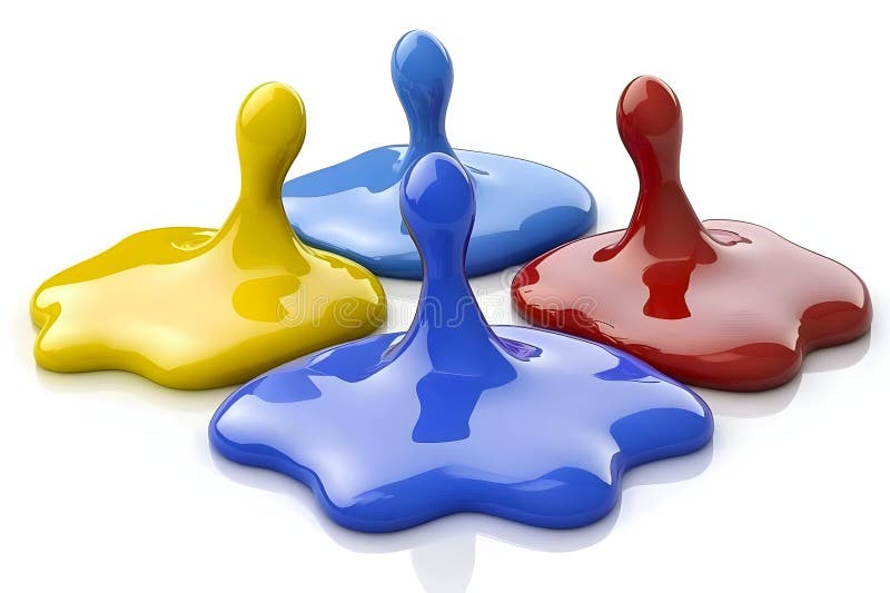 Vibrant Splashes of Liquid Paint in Primary Colors Stock Illustration ...