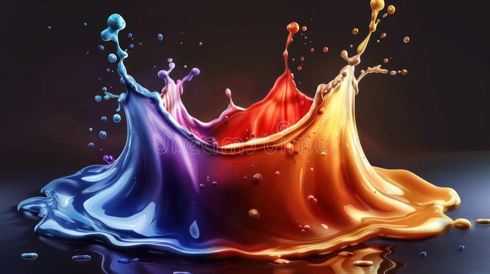 Vibrant Splashes of Paint Create a Dynamic and Colorful Visual Effect ...