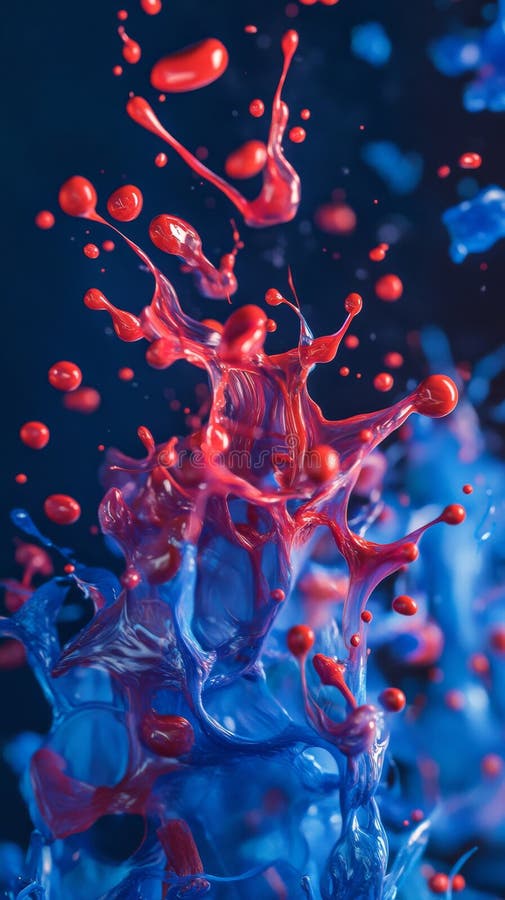 Vibrant Splashes of Red and Blue Paint in Motion Stock Photo - Image of ...