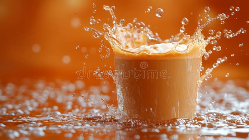 Vibrant Splashing Beverage Creating Ripples on Water Surface Stock ...