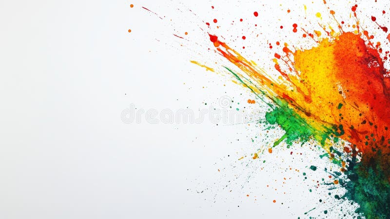 Vibrant Splatter, Abstract Colorful Paint Explosion on White Background ...