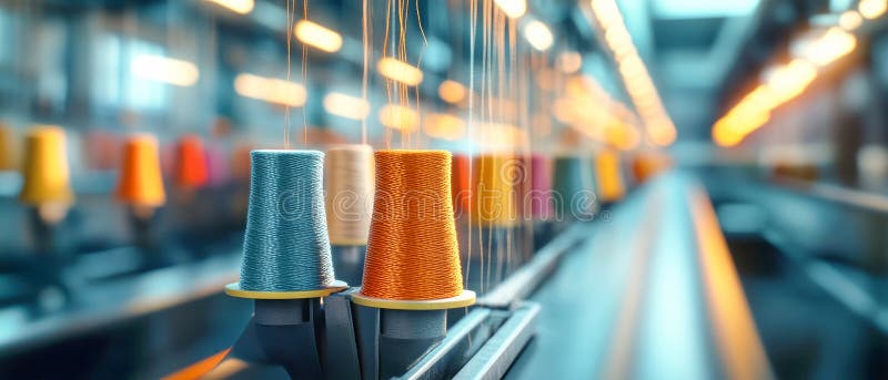 Colorful Spools of Thread Arranged on an Embroidery Machine in a ...