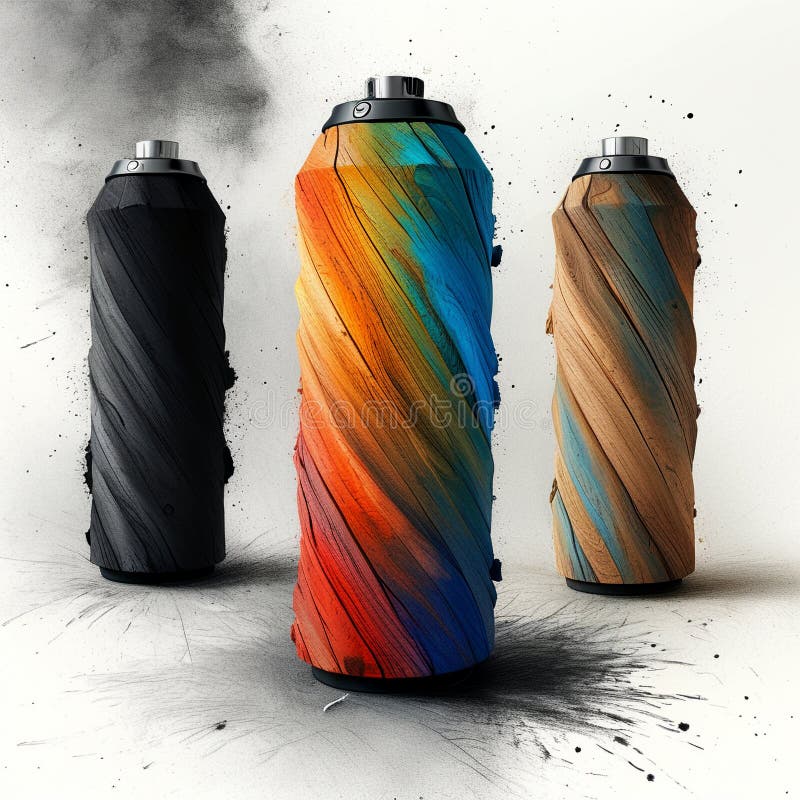 Vibrant Spray Paint Cans Showcasing Artistic Textures Against a ...